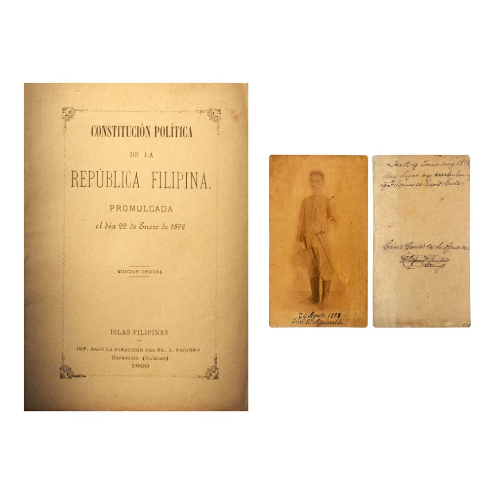 a.) The Malolos Constitution b.) Photograph of Gen. Emilio Aguinaldo ...